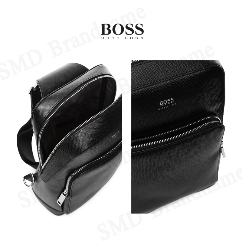 HUGO BOSS กระเป๋าคาดอกคุณผู้ชาย รุ่น Men's black leather backpack Code ...