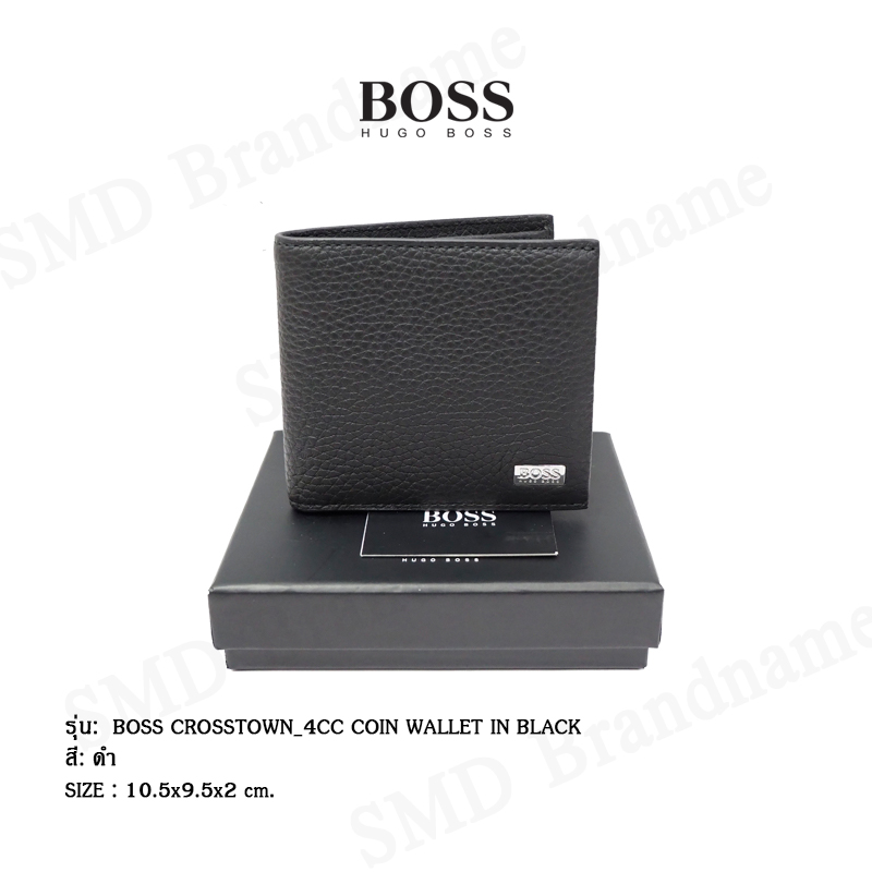 HUGO BOSS กระเป๋าสตางค์หนัง รุ่น BOSS CROSSTOWN_4CC COIN WALLET IN ...
