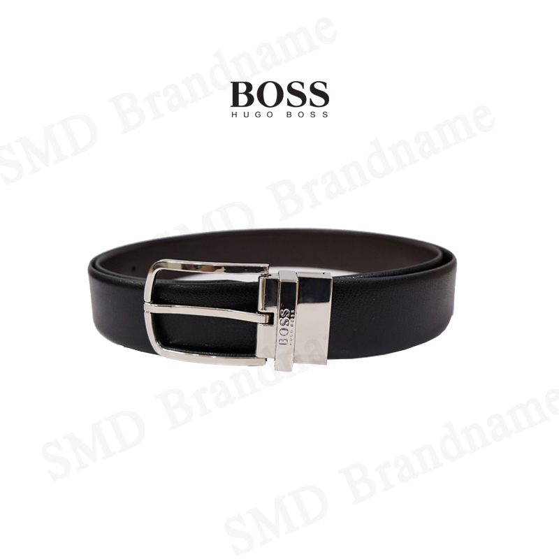 HUGO BOSS เข็มขัดหนังวัวสีดำด้าน รุ่น Men's Belt BOSS Code: Oweny ...
