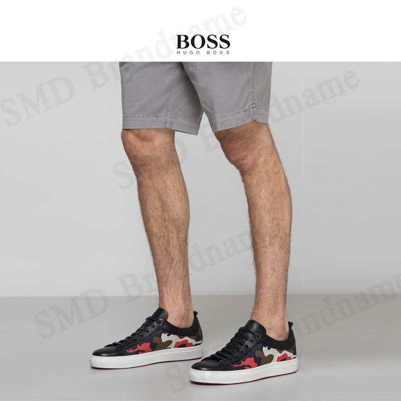 HUGO BOSS รองเท้าผ้าใบหนัง รุ่น Camouflage Pattern Sneakers With Calf ...