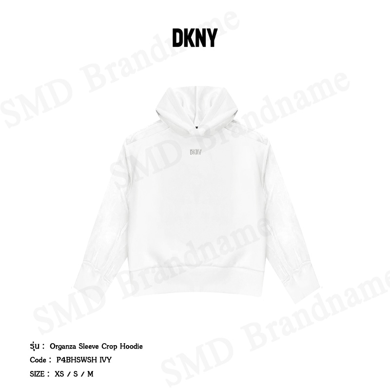 DKNY เสื้อครอปแขนยาว รุ่น Organza Sleeve Crop Hoodie Code: P4BHSWSH IVY ...