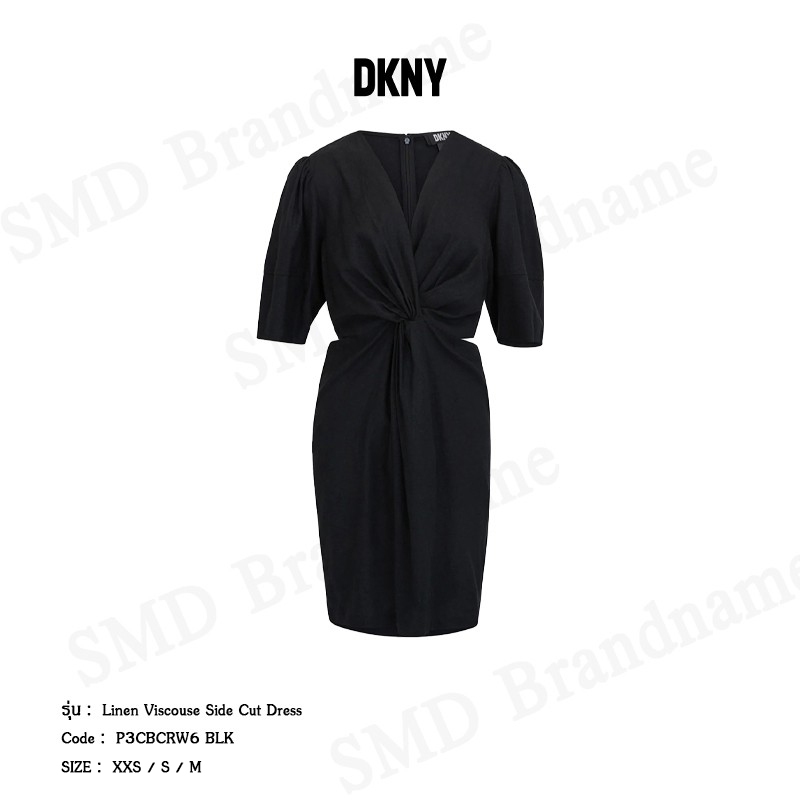 DKNY ชุดเดรส รุ่น Linen Viscouse Side Cut Dress Code: P3CBCRW6 BLK ...