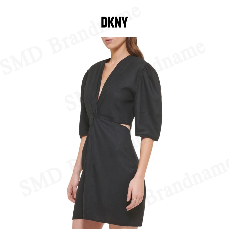 DKNY ชุดเดรส รุ่น Linen Viscouse Side Cut Dress Code: P3CBCRW6 BLK ...