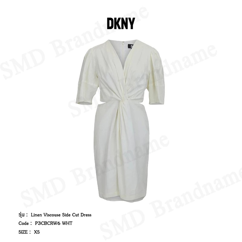 DKNY ชุดเดรส รุ่น Linen Viscouse Side Cut Dress Code: P3CBCRW6 WHT ...