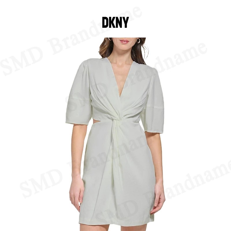 DKNY ชุดเดรส รุ่น Linen Viscouse Side Cut Dress Code: P3CBCRW6 WHT ...